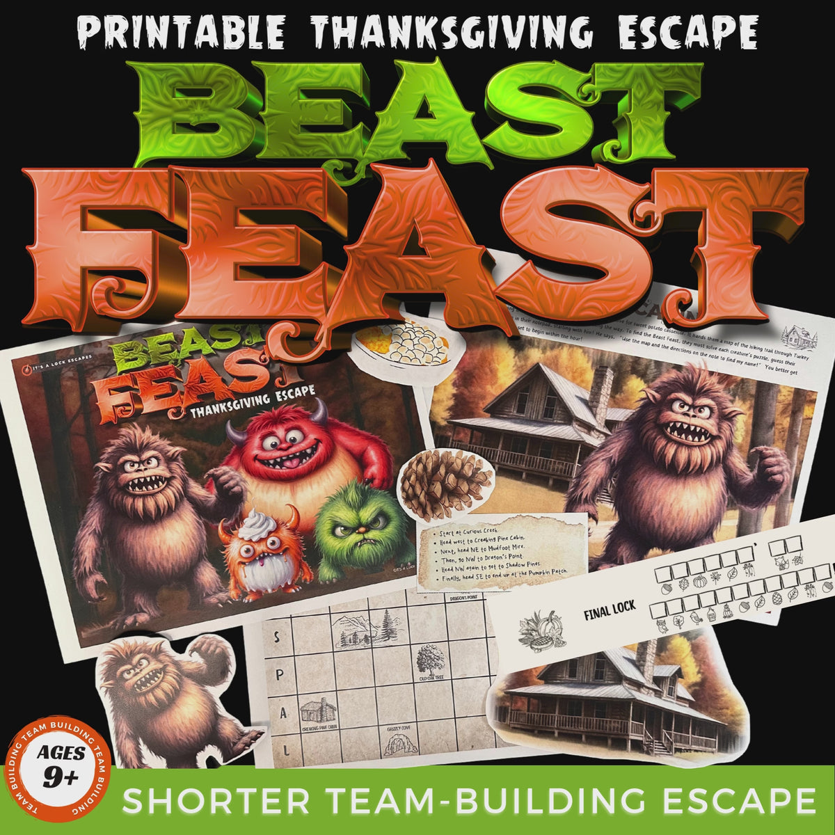 DIY Printable Thanksgiving Escape for Kids, Beast Feast Escape Room ...
