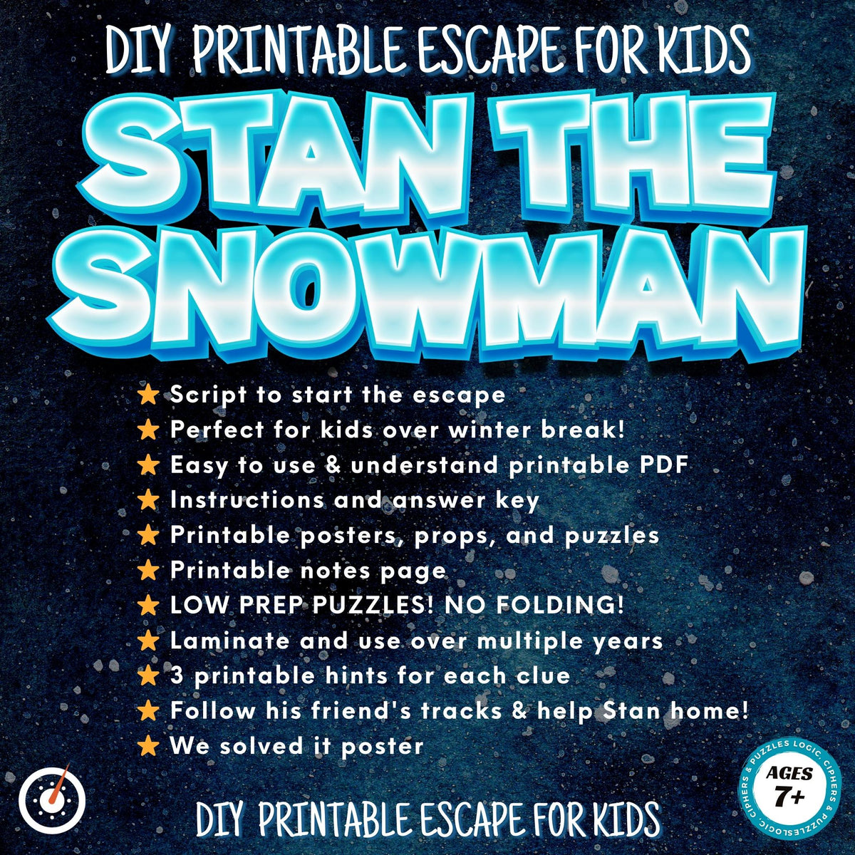 Stan the Snowman Wintertime Printable Escape for Kids, Christmas Escap ...